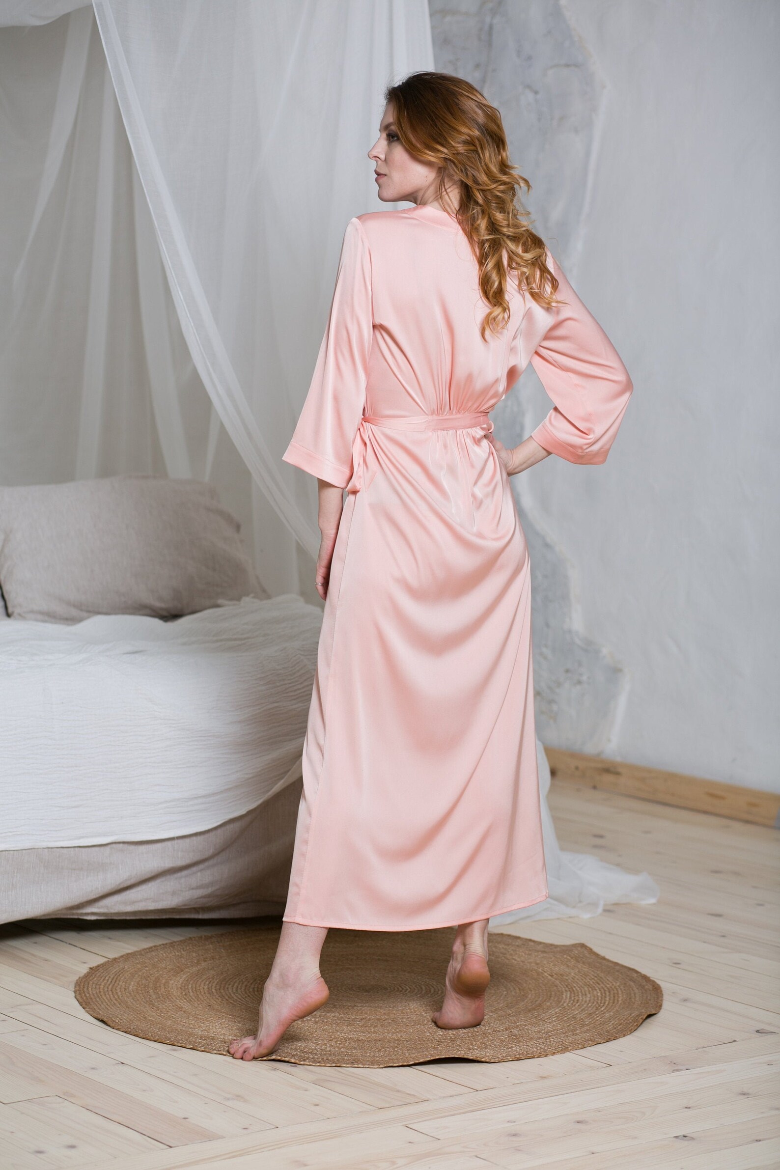 Long Wedding Robe Satin Robe Dressing Gown Long Robe Long | Etsy