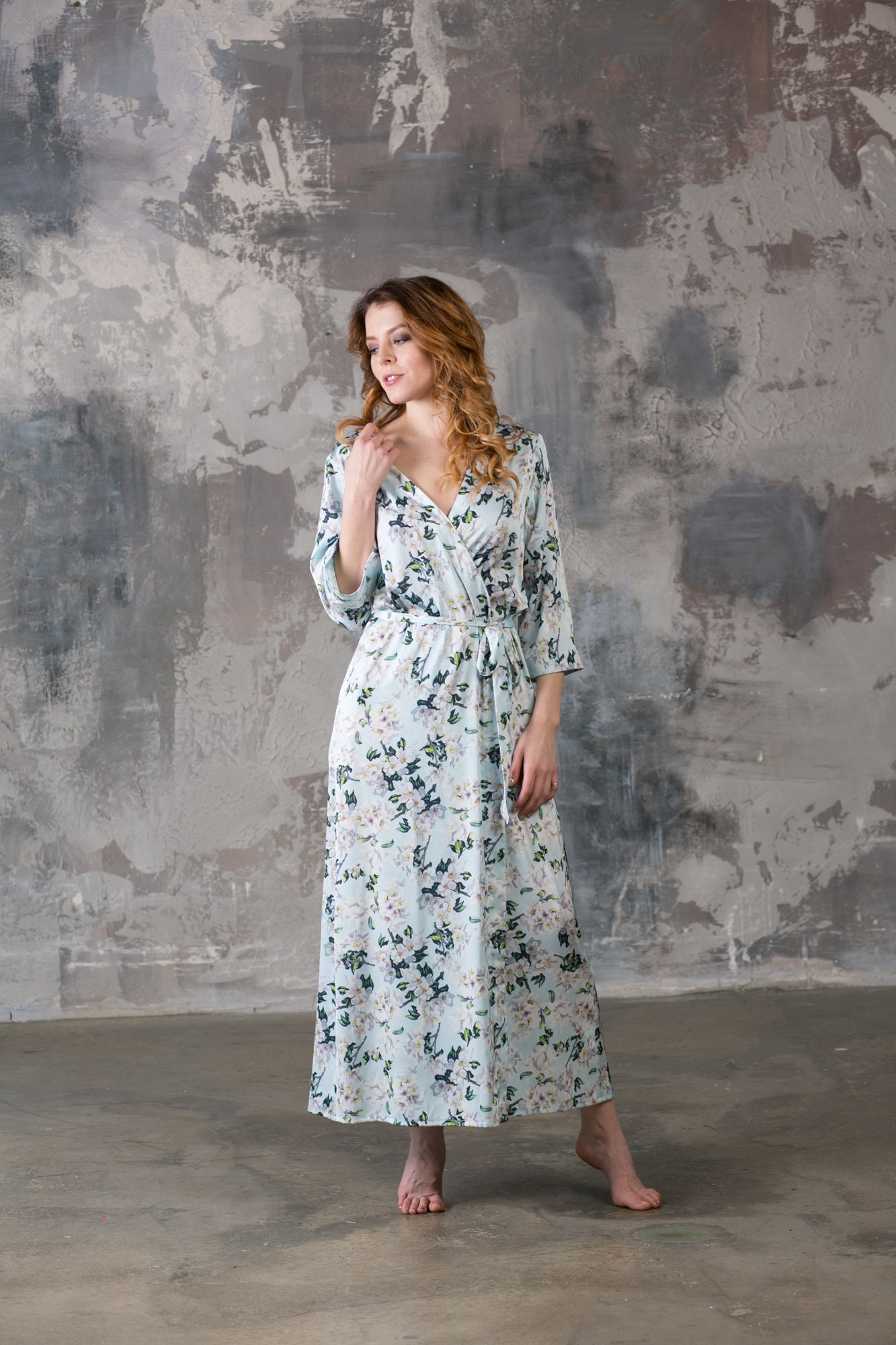 Long Robe, Floral Robes, Short Robe, Long Kimono, Satin Bridesmaid ...