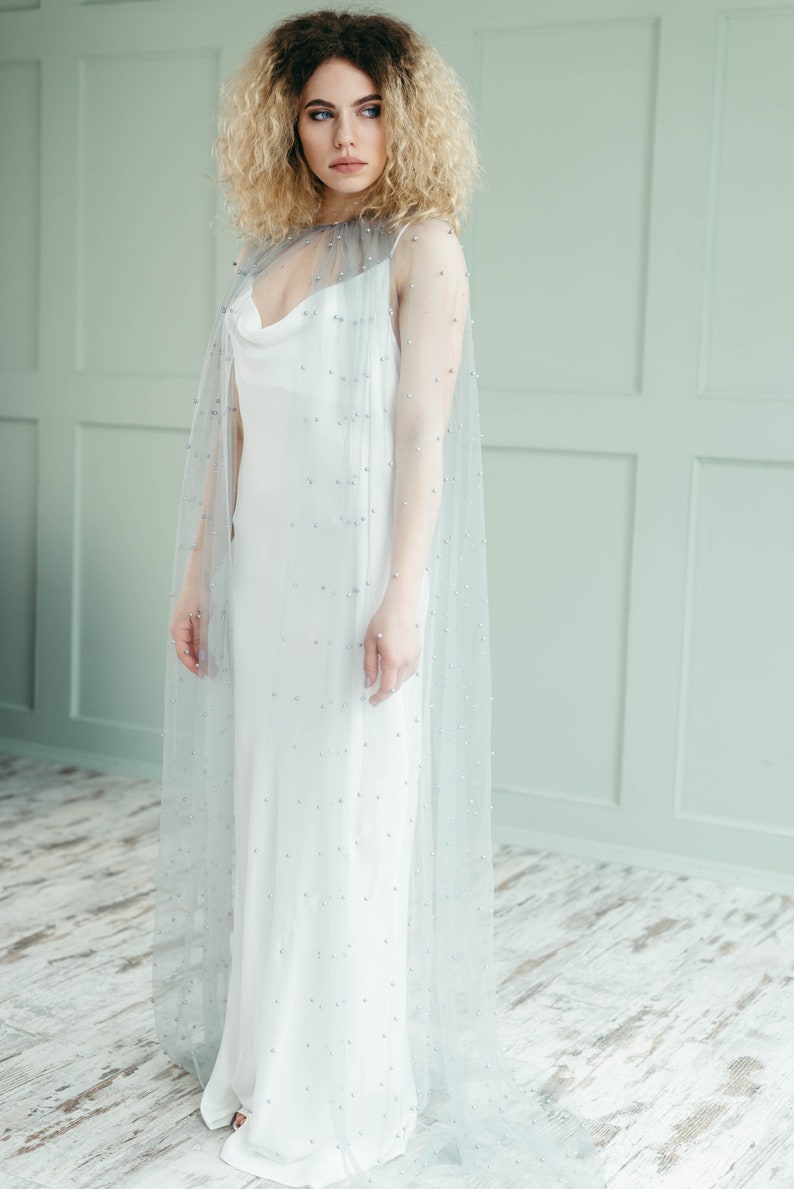 Handmade Pearl Tulle Wedding Cape - Bridal Cover Up - Etsy