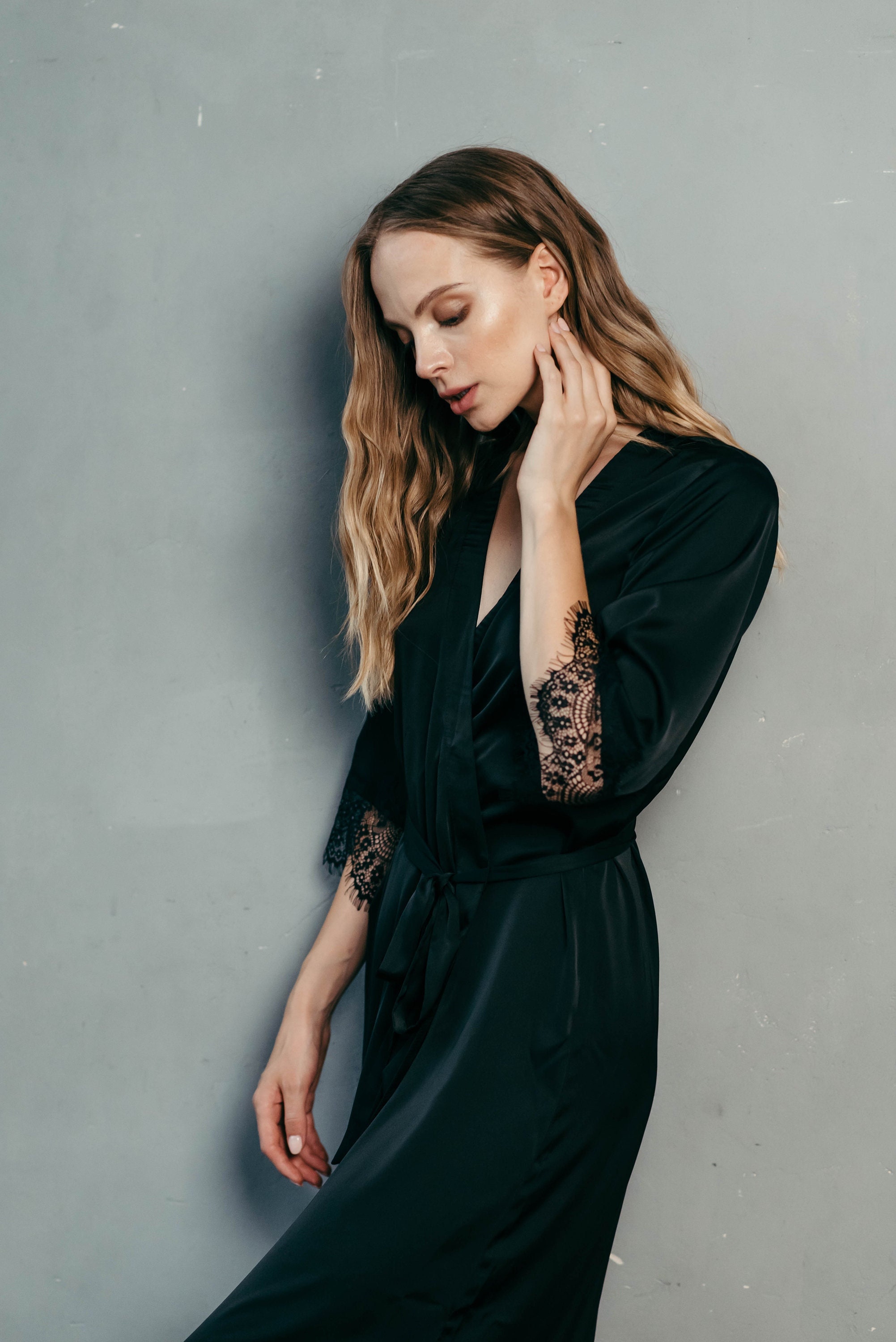 Long Black Lace Robe - Etsy