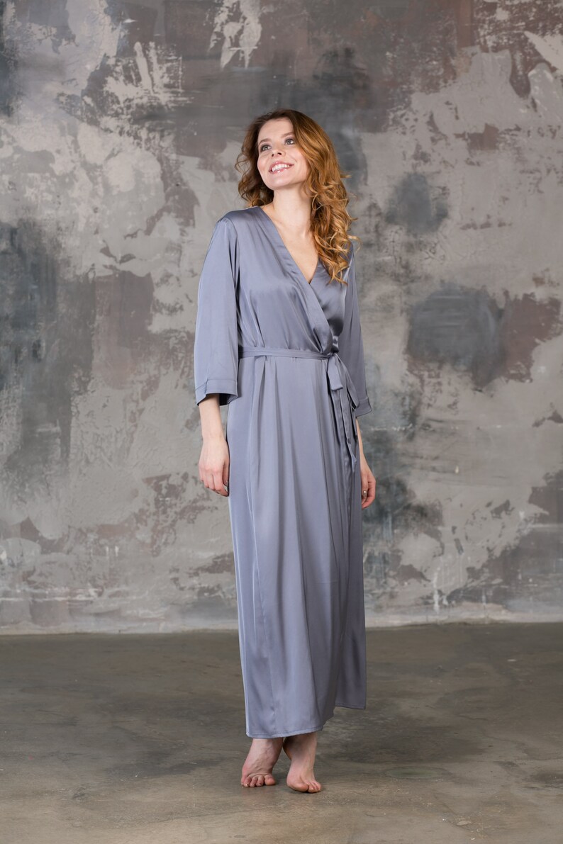 Grey Robe Long Robe Bridal Robe Long Bridal Robe Grey - Etsy