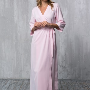 Pink Robe, Pink Bridal Robe, Pink Wedding Robe, Long Robe, Long Wedding ...