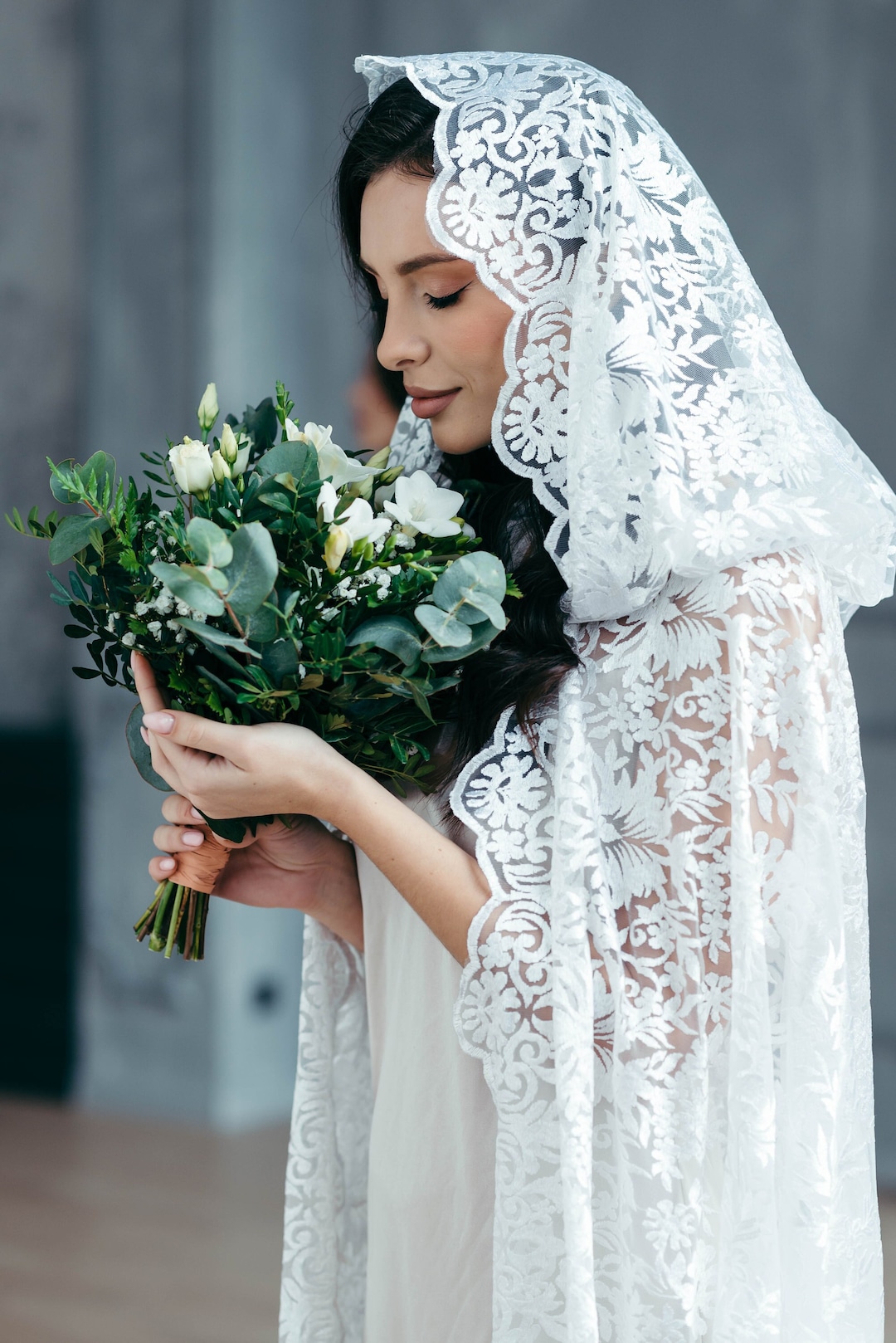 White Lace Cape | Hooded Bridal Cloak | Winter Wedding Alternative Veil ...