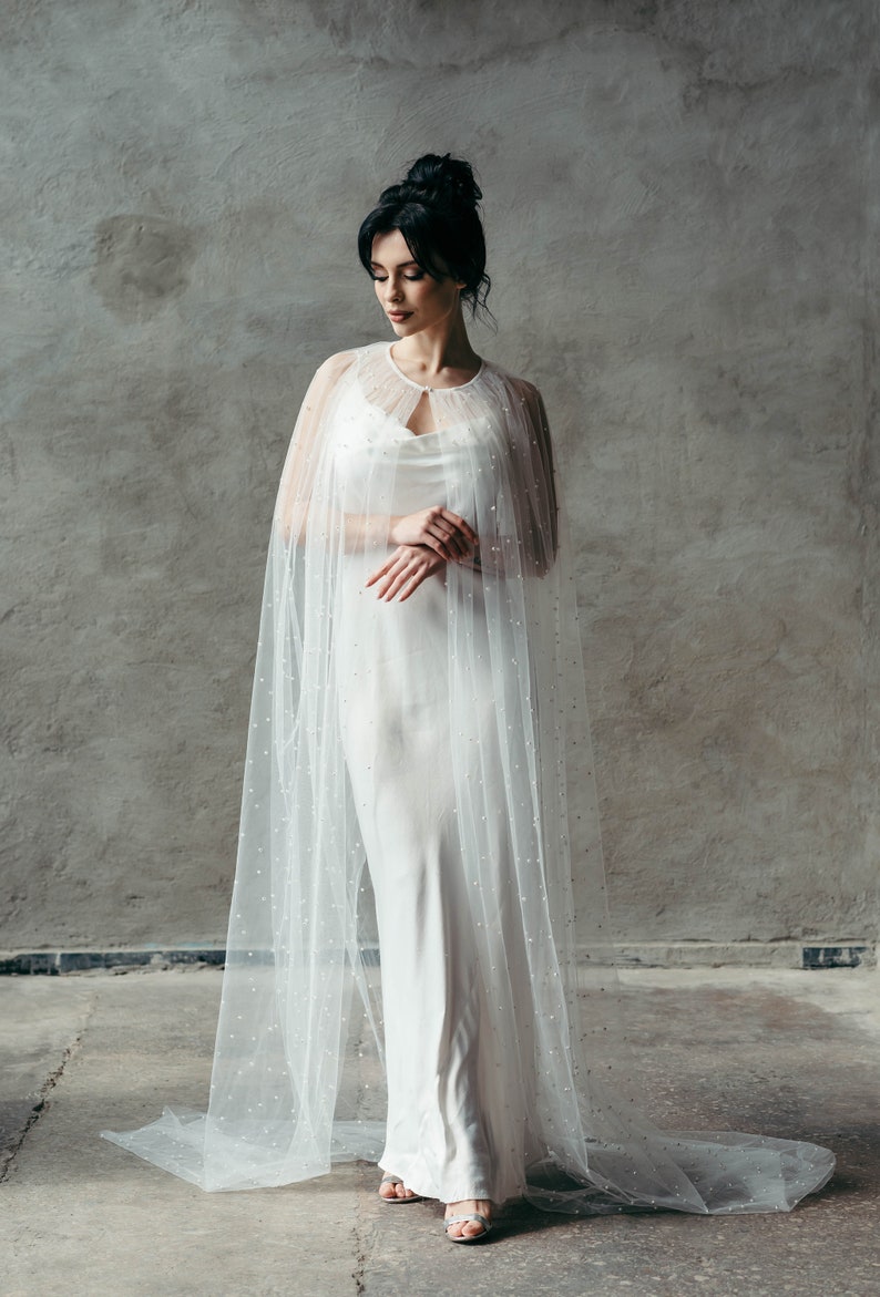 Handmade Pearl Tulle Wedding Cape - Bridal Cover Up - Etsy