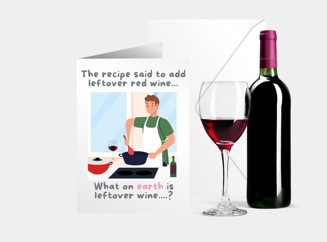 Funny LEFTOVER WINE Birthday Card for Husband Boyfriend Him Dad Best ...