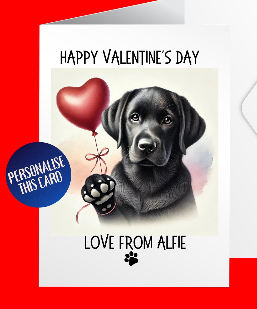 Black Labrador Valentines Day Card / Personalized Black Labrador ...
