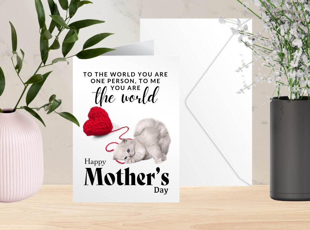 Cat Mothers Day Card Cat Mothersday Cat Mothers Day Card Cat Mother