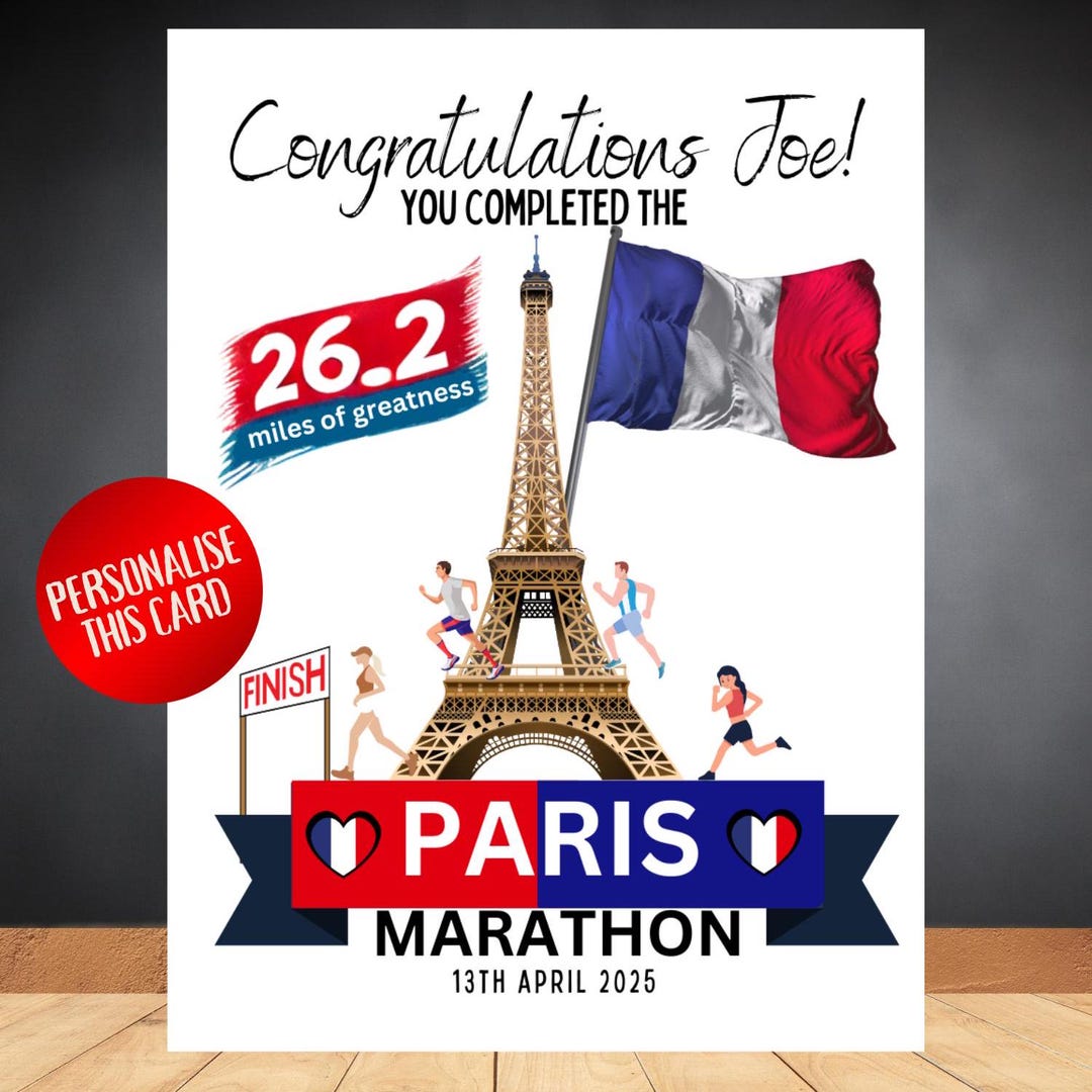 Paris Marathon Card Good Luck in the Paris Marathon Congratulations ...