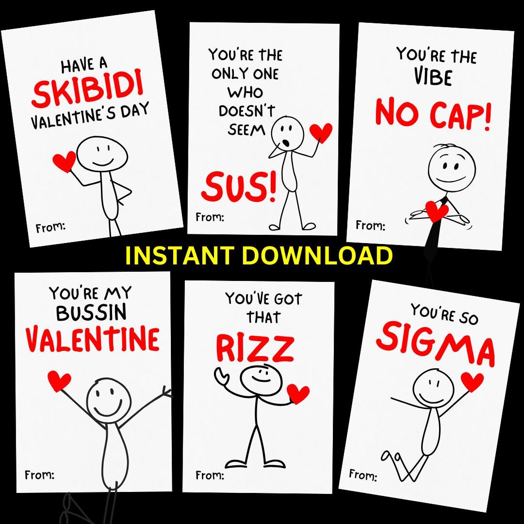 Slang Kids Valentine's Day Cards, Funny Printable Classroom Valentine ...
