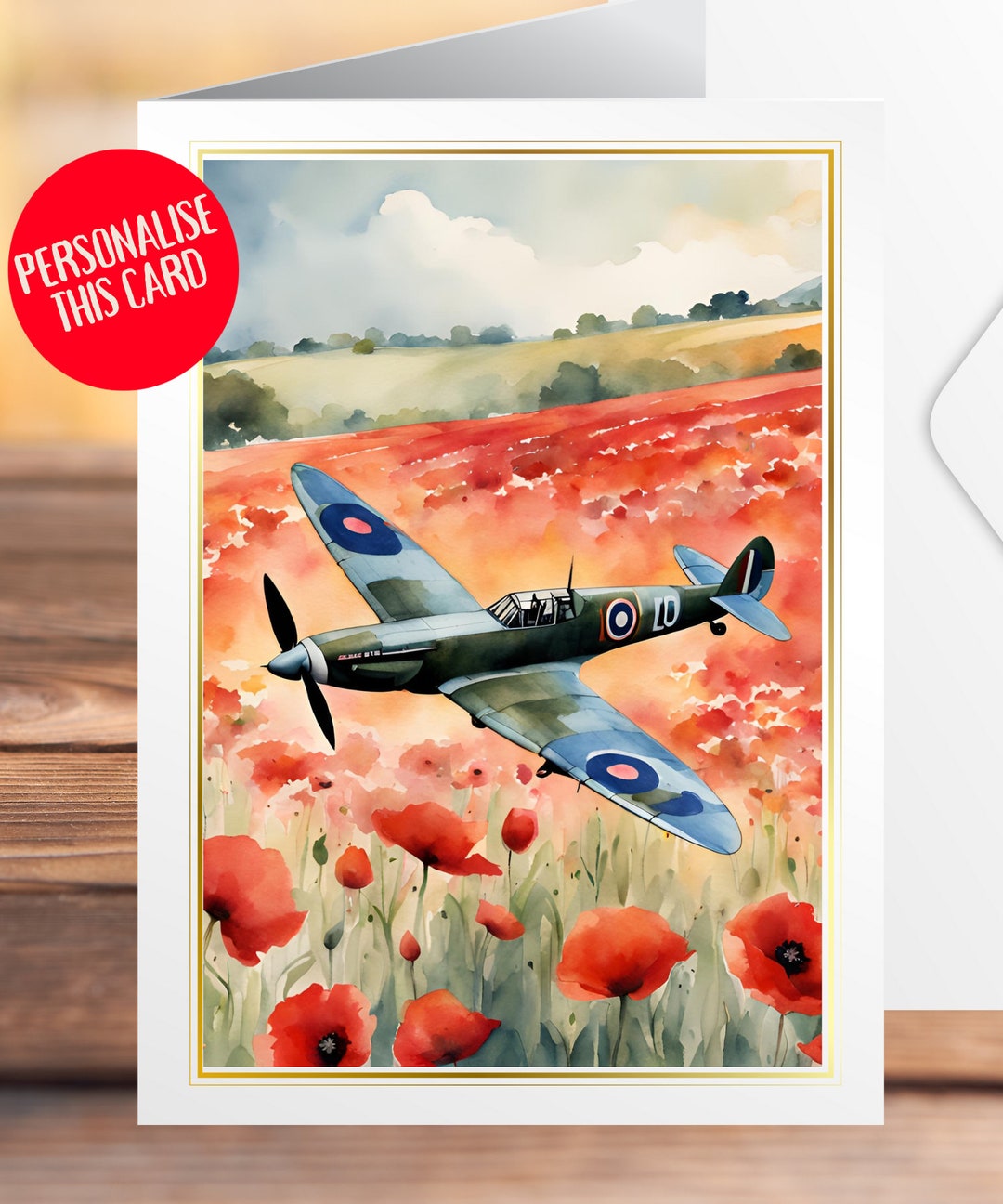 Spitfire Birthday Card, Original Hand-drawn Design, Unique Card, Blank ...