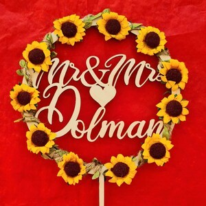 Sunflower Wedding Cake Topper, Yellow Custom Wedding Cake Topper ...