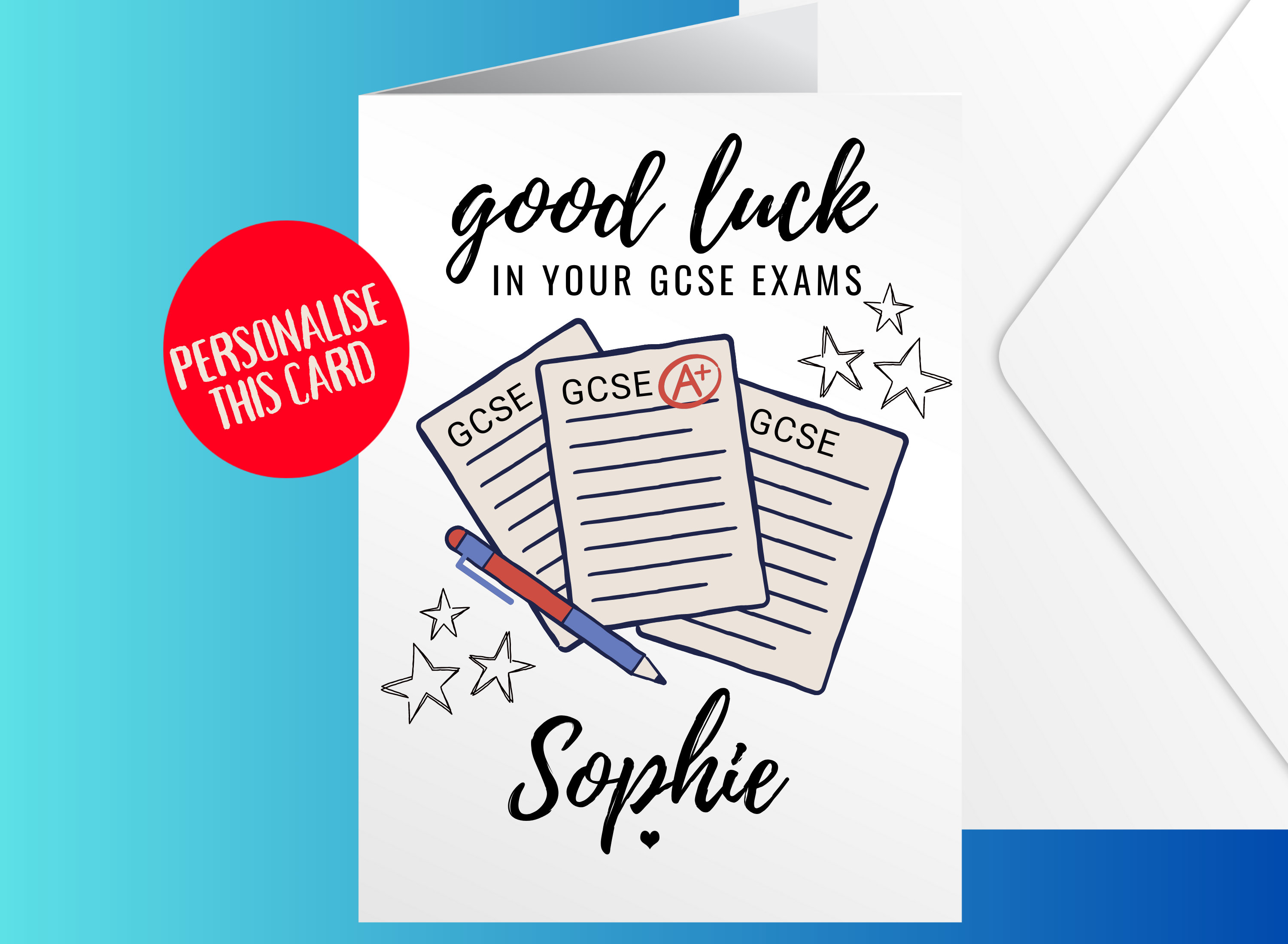 Good Luck in Your Exams Card Personalised Good Luck in Your GCSE Exams ...