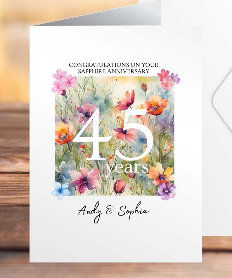 Sapphire Wedding Anniversary Card, Personalized Card, Sapphire Wedding ...