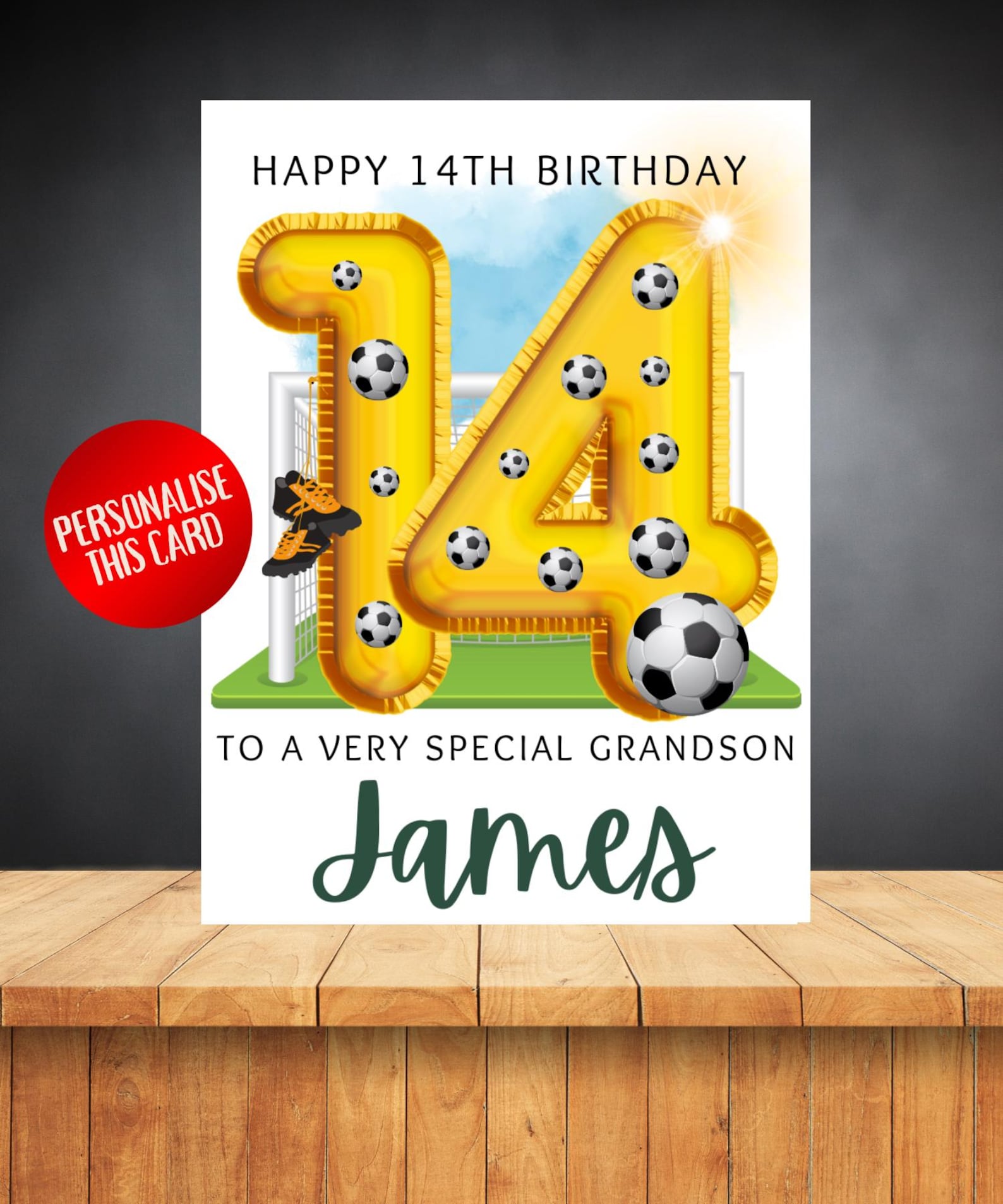 Football Birthday Card Personalized Any Age 3rd 4th 5th 6th 7th 8th 9th ...