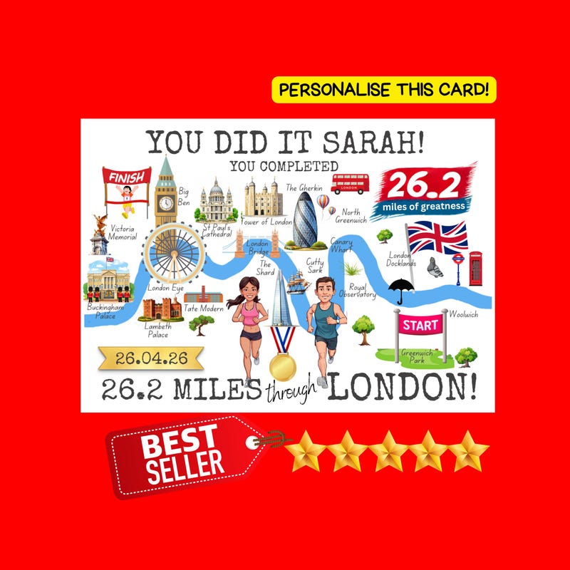 London Marathon Card - Etsy UK