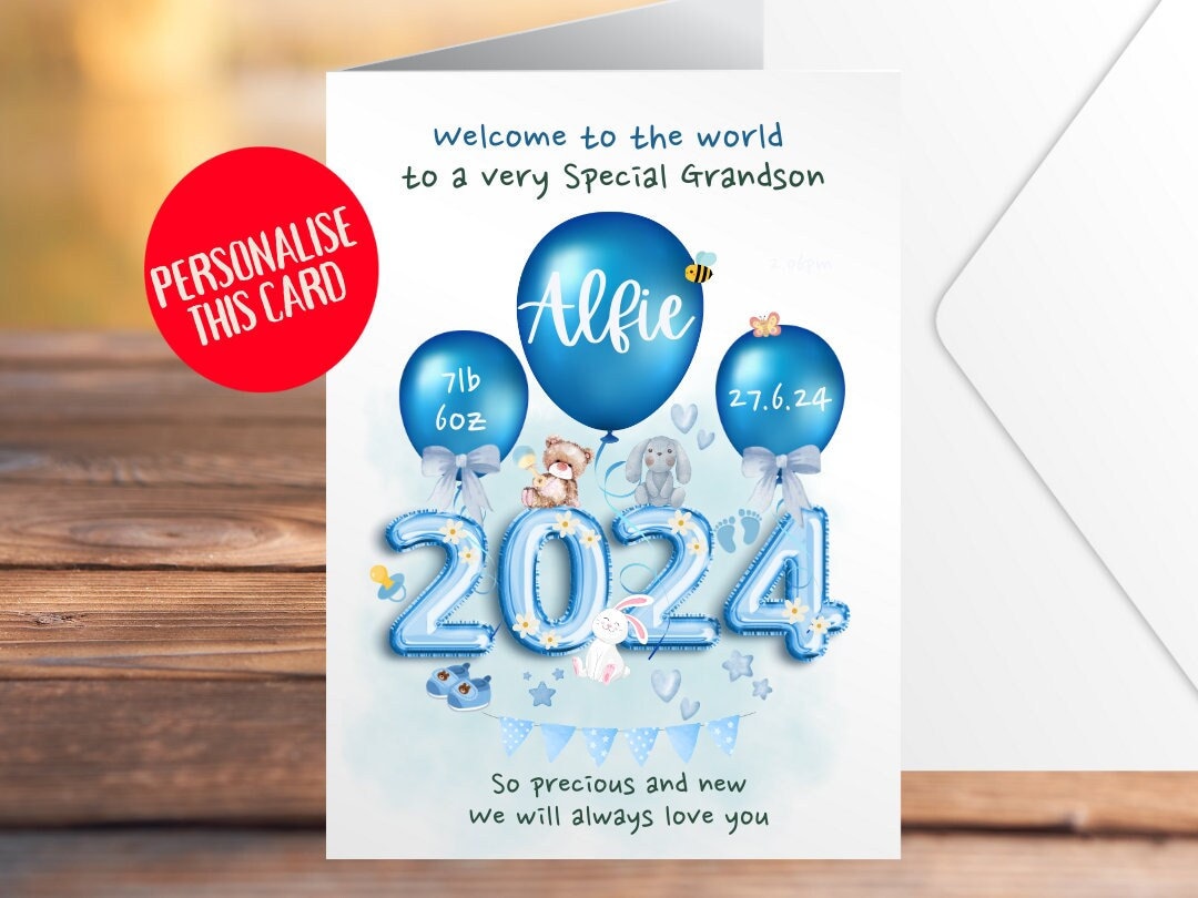 Personalised Welcome to the World Baby Card, New Baby Grandson, Welcome ...