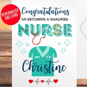 NURSE Congratulations Card-new Job-you Passed-qualification-nursing ...