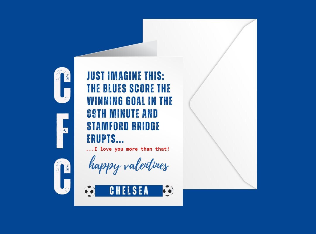 Chelsea FC Football Club Fan the Blues Funny Valentines Day Card ...