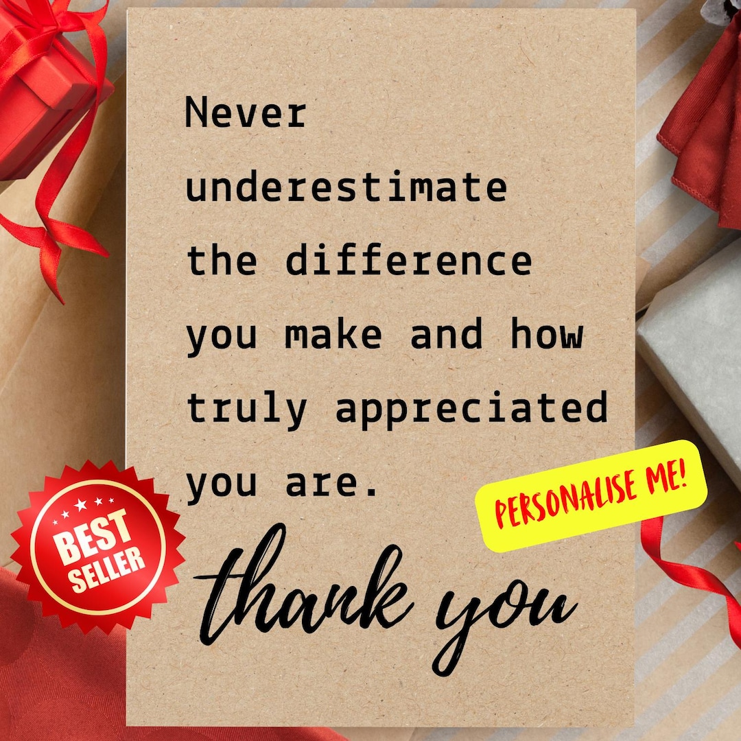 Employee Appreciation Card Thank You Card for Coworker Staff Workplace ...