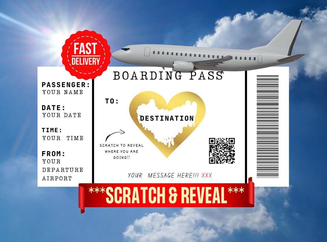 Personalized Boarding Pass Surprise Holiday Plane Ticket Scratch to ...