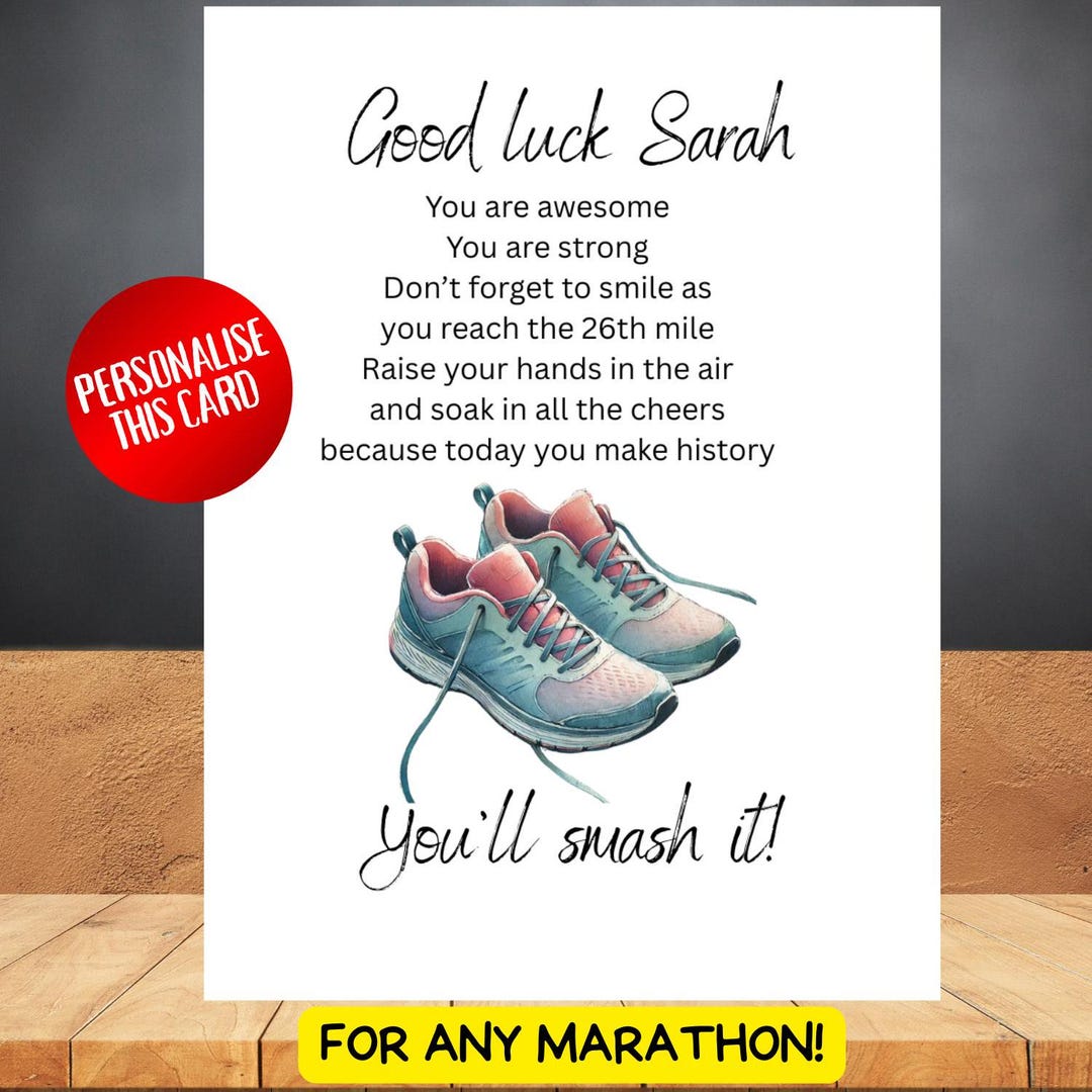 Good Luck Marathon Card for ANY Marathon Runner Card - Personalized ...