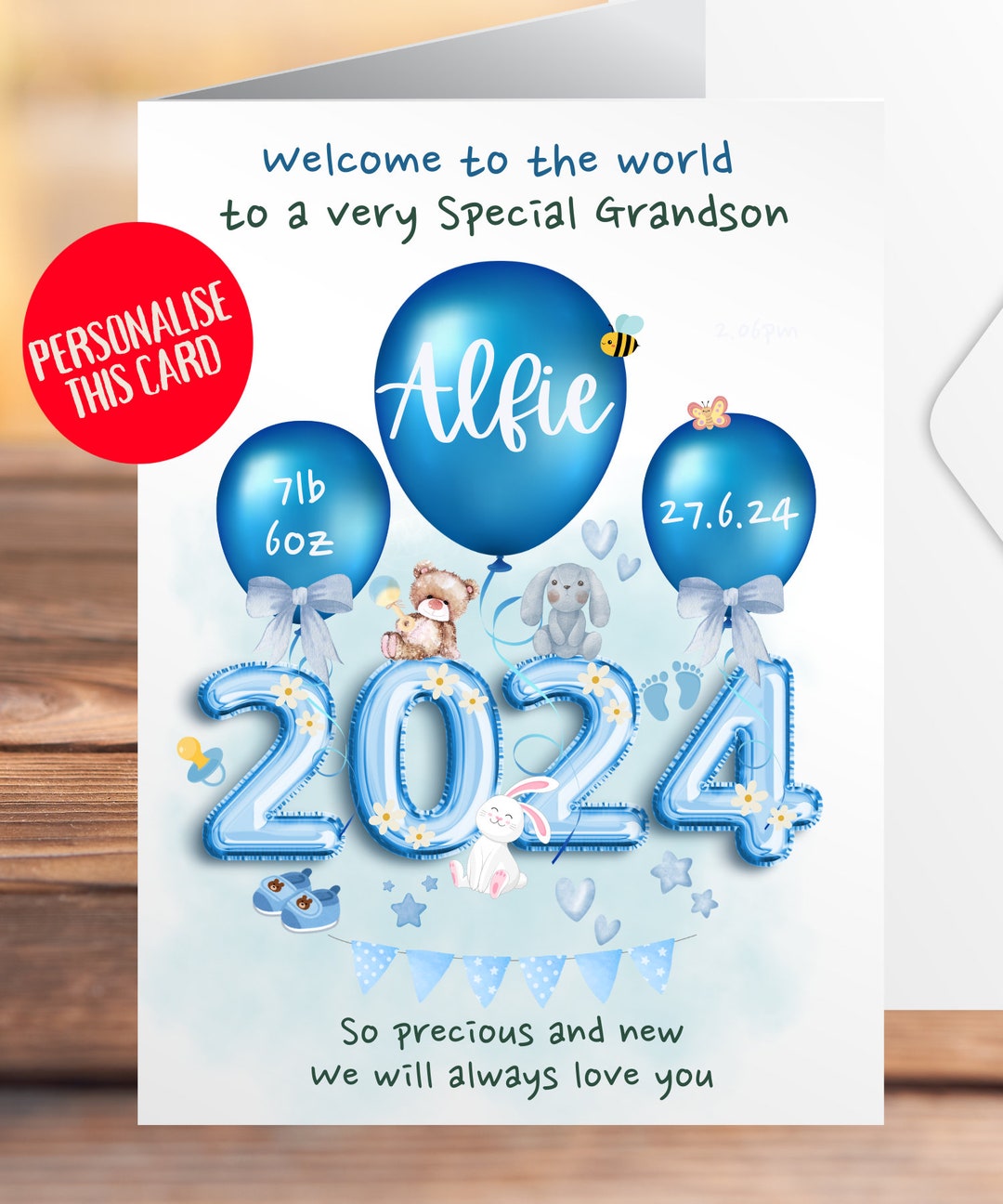 New Grandson Card Baby Boy 2024 Welcometotheworld New Grandson Card - Etsy