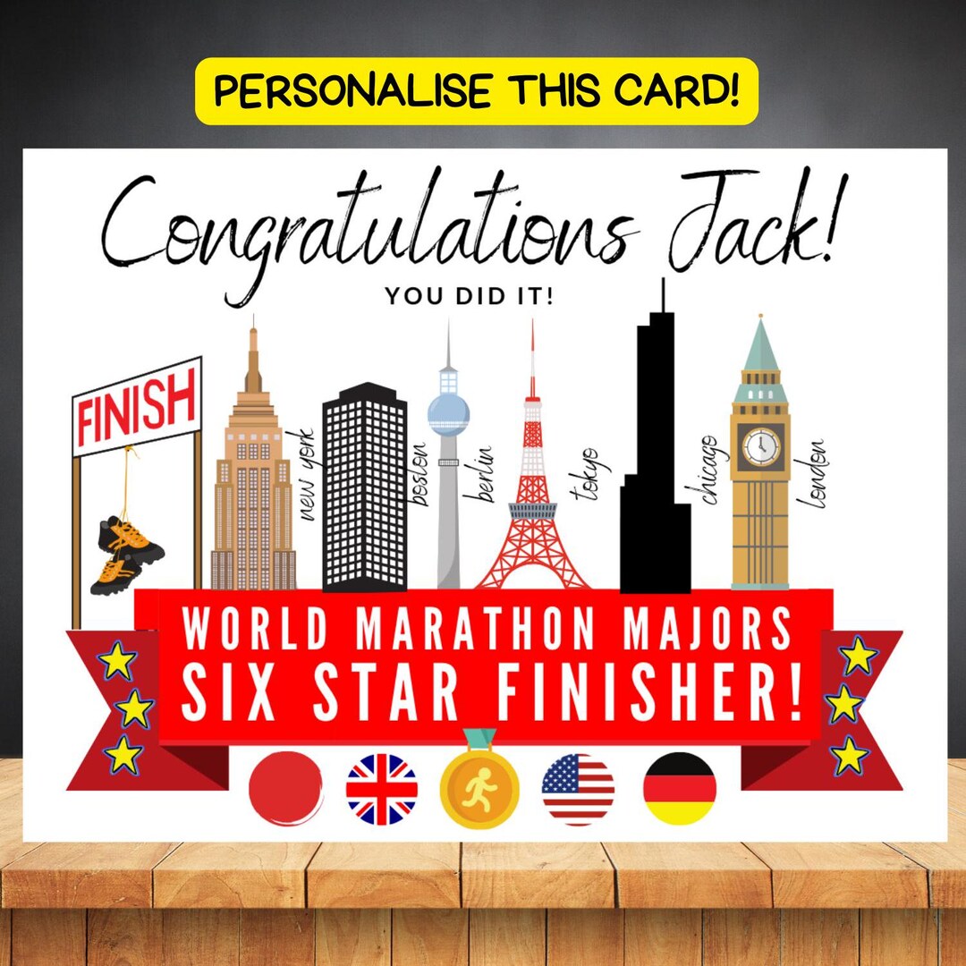 Six Star Finisher Congratulations Card | World Marathon Majors Medal ...
