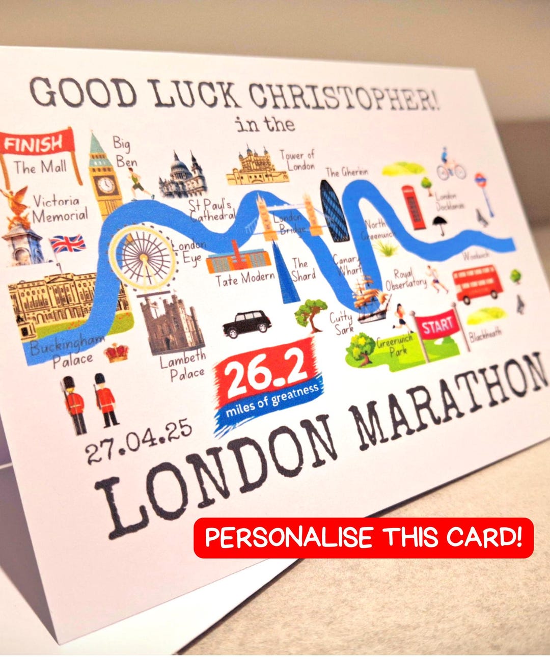 Good Luck in the London Marathon Card - 27th April 2025 London Marathon ...