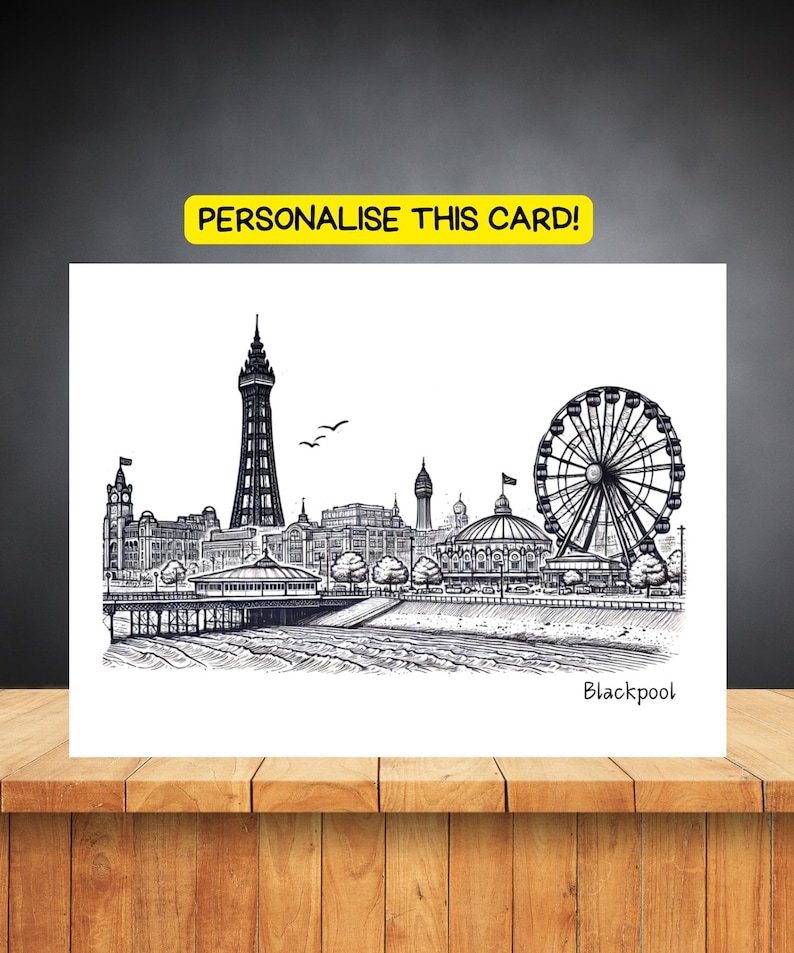 Blackpool Skyline Greetings Card - Etsy