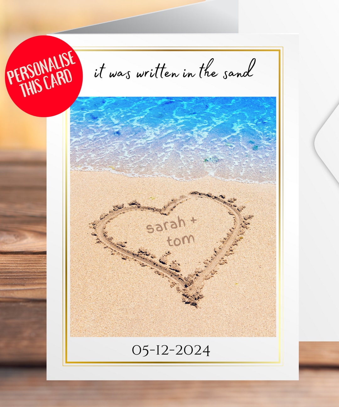 Personalized Beach Card, Custom Wedding Card, Beach Stationary, Names ...