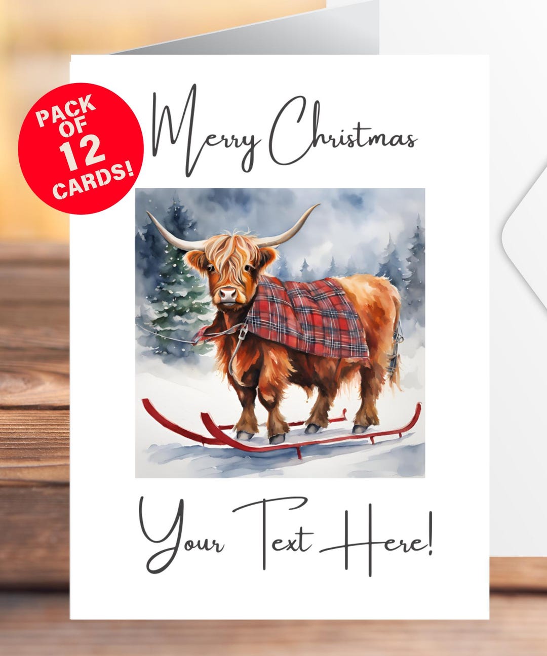 Customized Highland Cow Christmas Card Cute Highland Cow Xmas Card ...