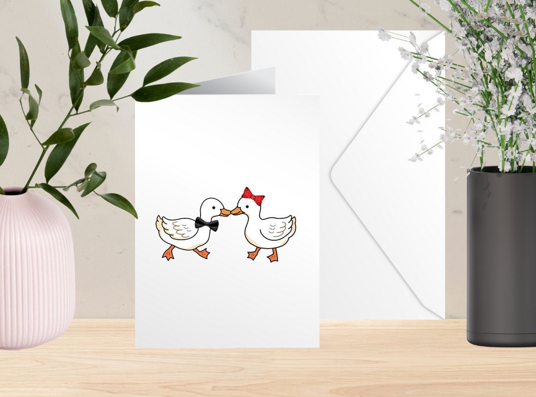 Ducks in Love Greetings Card, Ducks Valentine's Card, Valentines Card ...