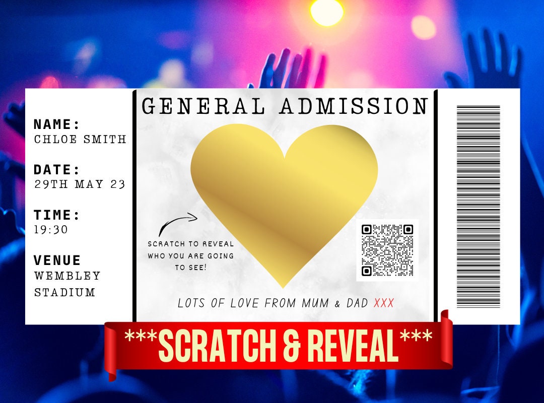 Concert Ticket Scratch Card Surprise Scratch Card Gig - Etsy