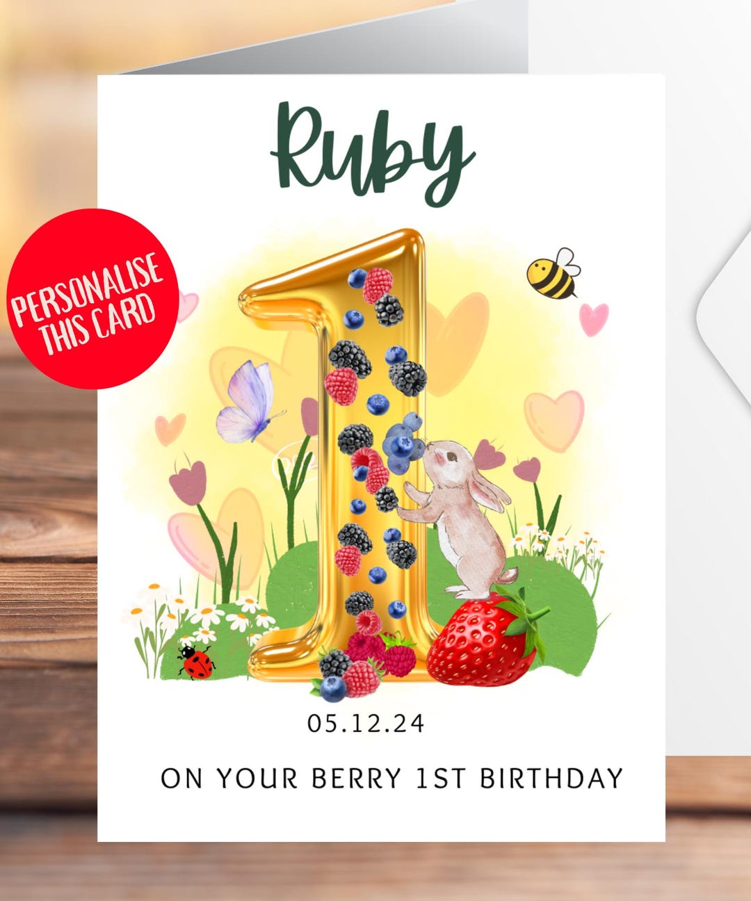 Personalized First Birthday Card,berry First Birthday, Birthday Card ...
