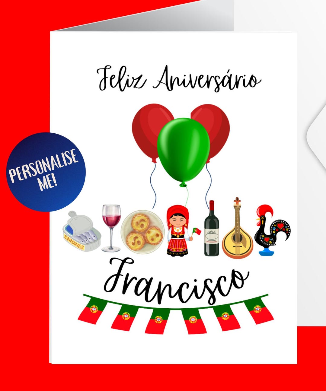 Portuguese Happy Birthday Card, Feliz Aniversário, Portuguese Card ...