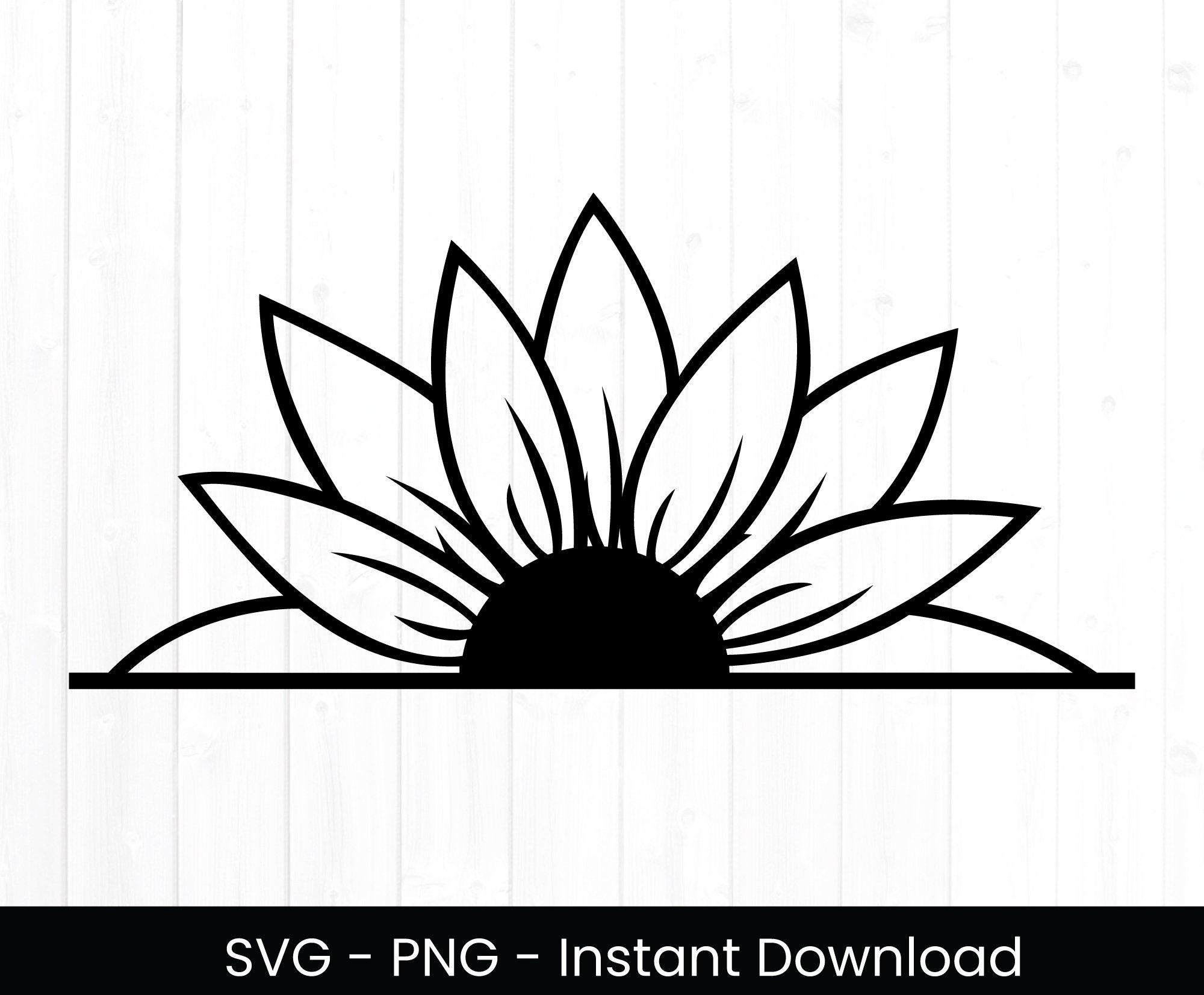 Half Sunflower Svg for Cricut Commercial Use Cut File | Etsy