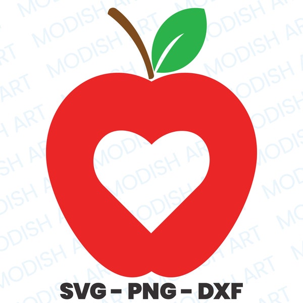 Heart Apple Svg - Etsy