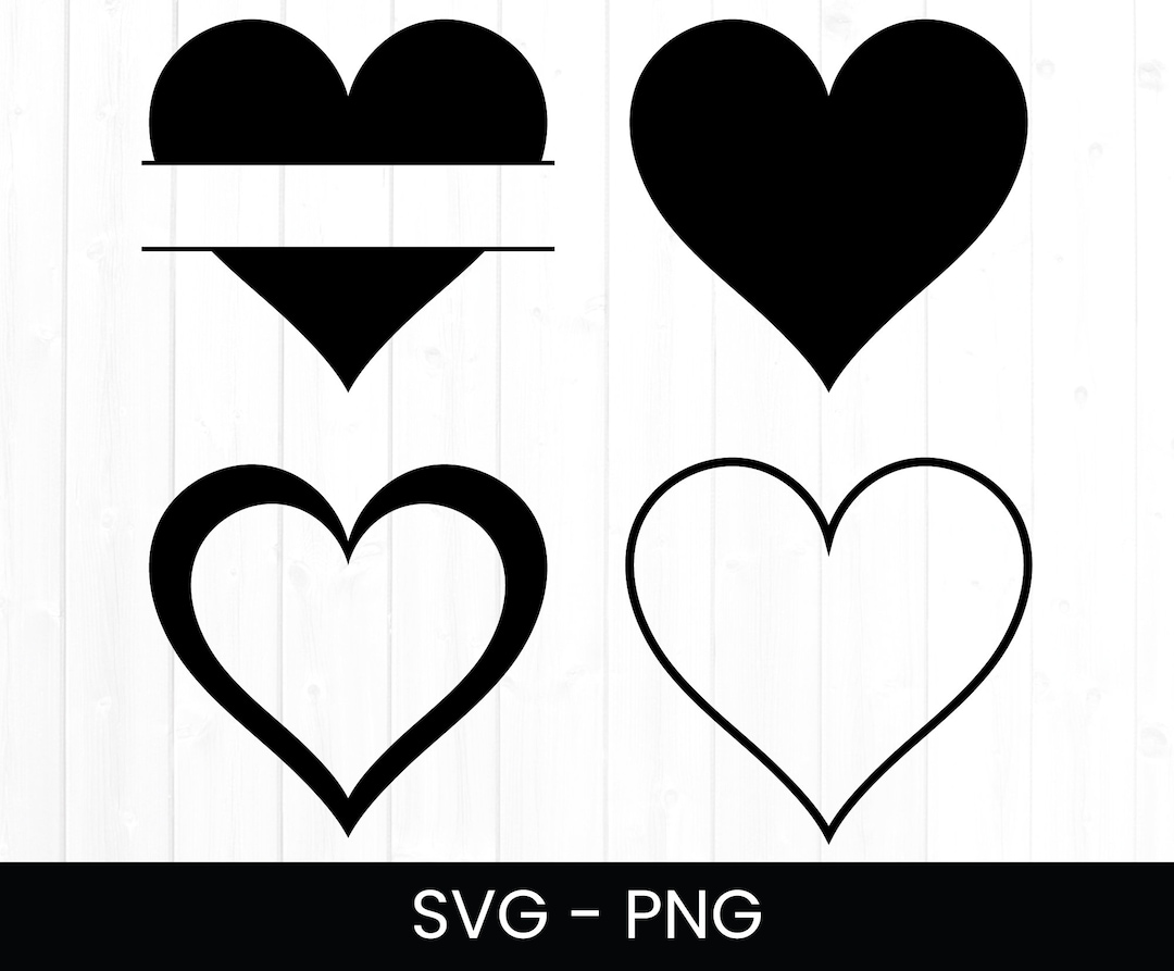 Hearts Svg for Commercial Use, Split Heart Svg, Cut File, Cute Clipart ...