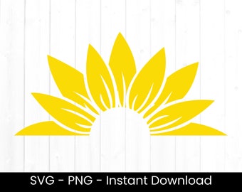 Half Sunflower Svg Commercial Use Cut File Hand (Download Now) - Etsy