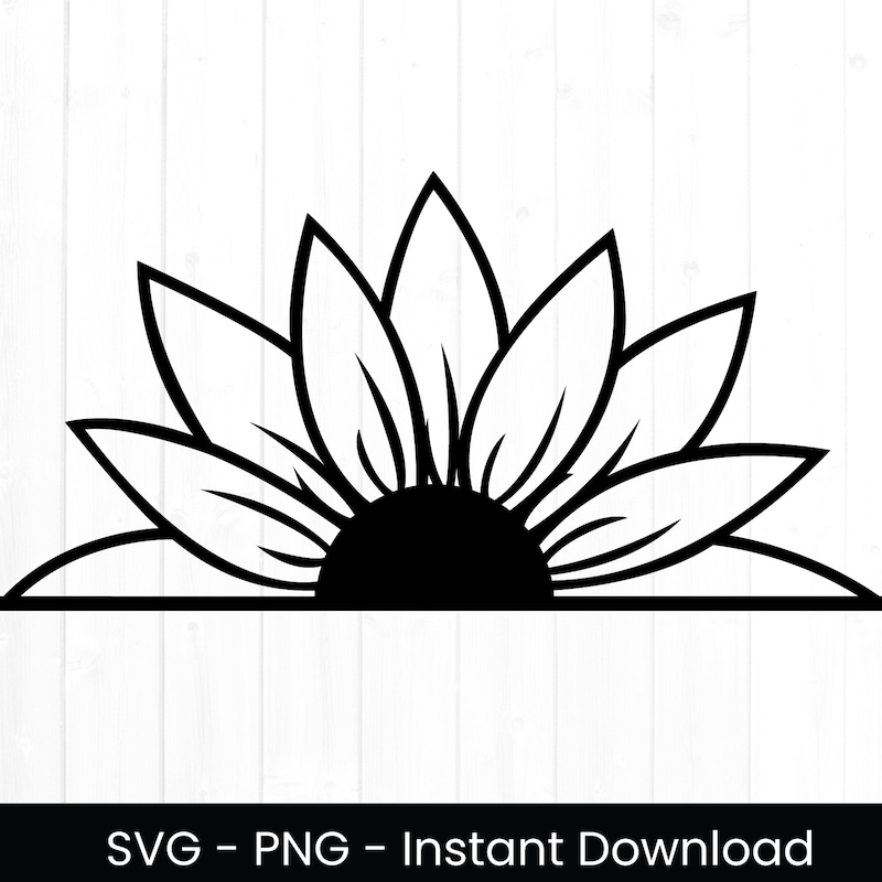 Half Sunflower Svg - Etsy