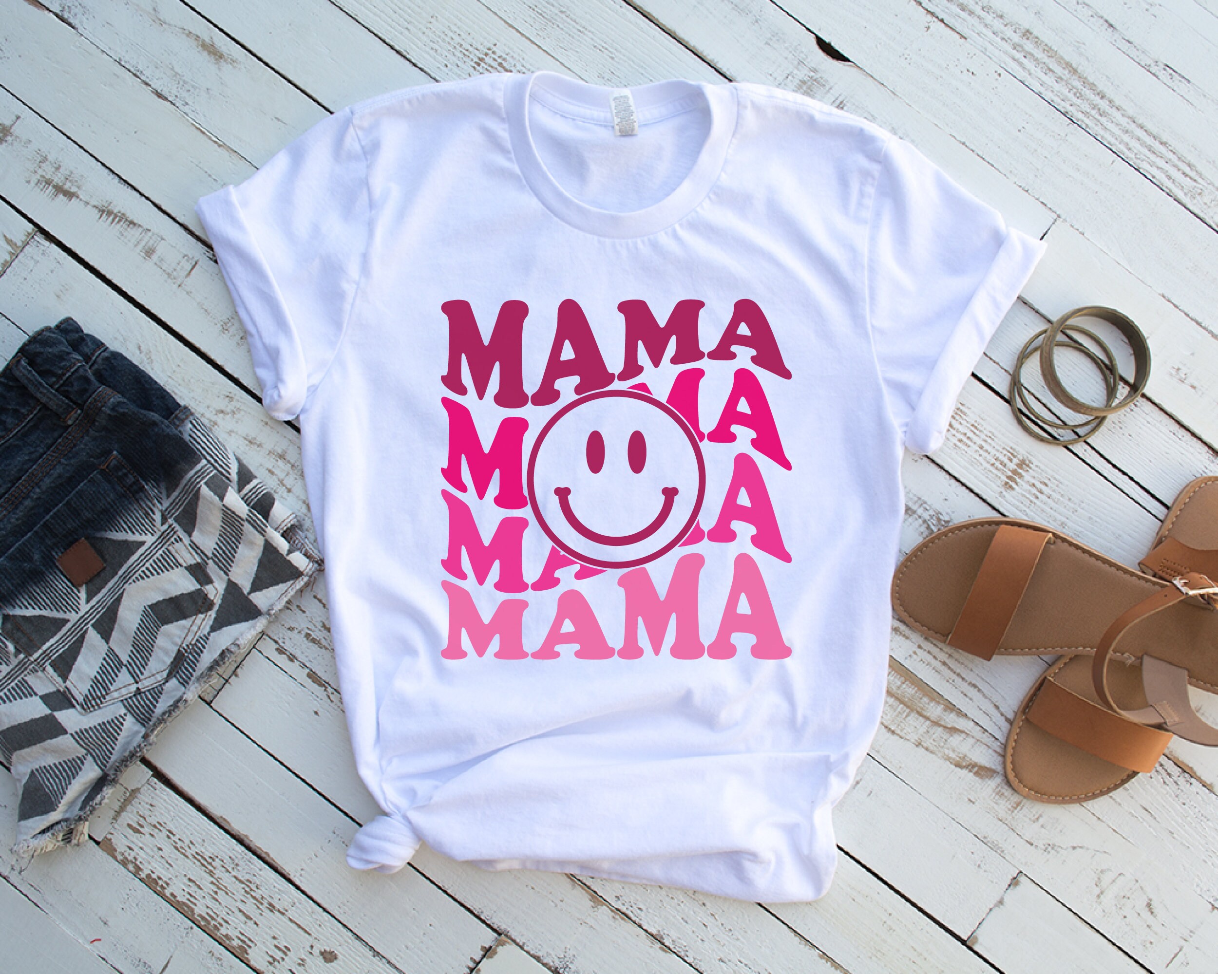 Mama Svg for Commercial Use Retro Smiley Face Mom Wave Text - Etsy