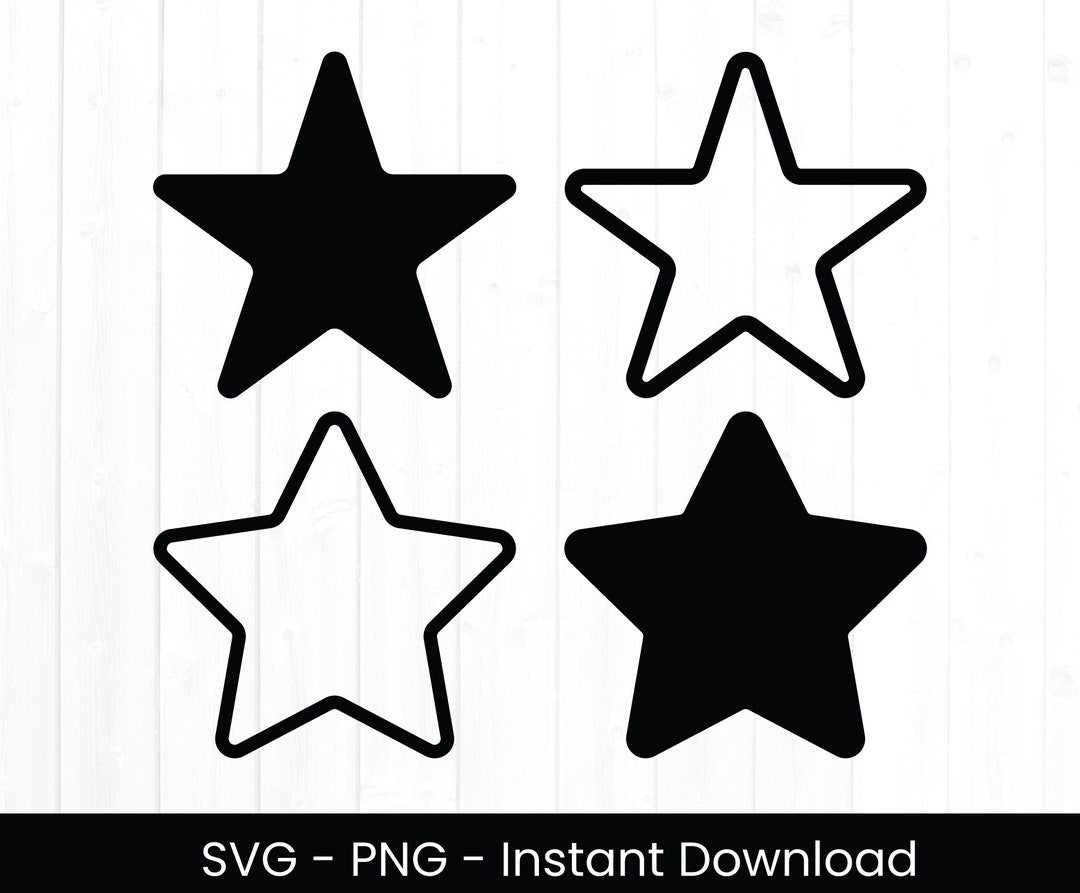 Rounded Star Svg, Commercial Use Cut File, Star Outline Design, Rounded ...