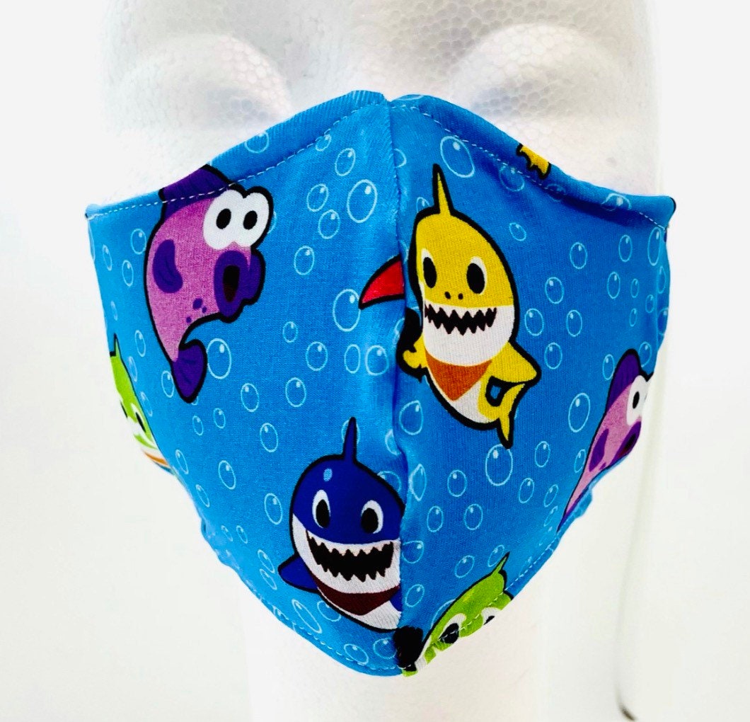 BABY SHARK print face mask Adjustable Washable 100% | Etsy