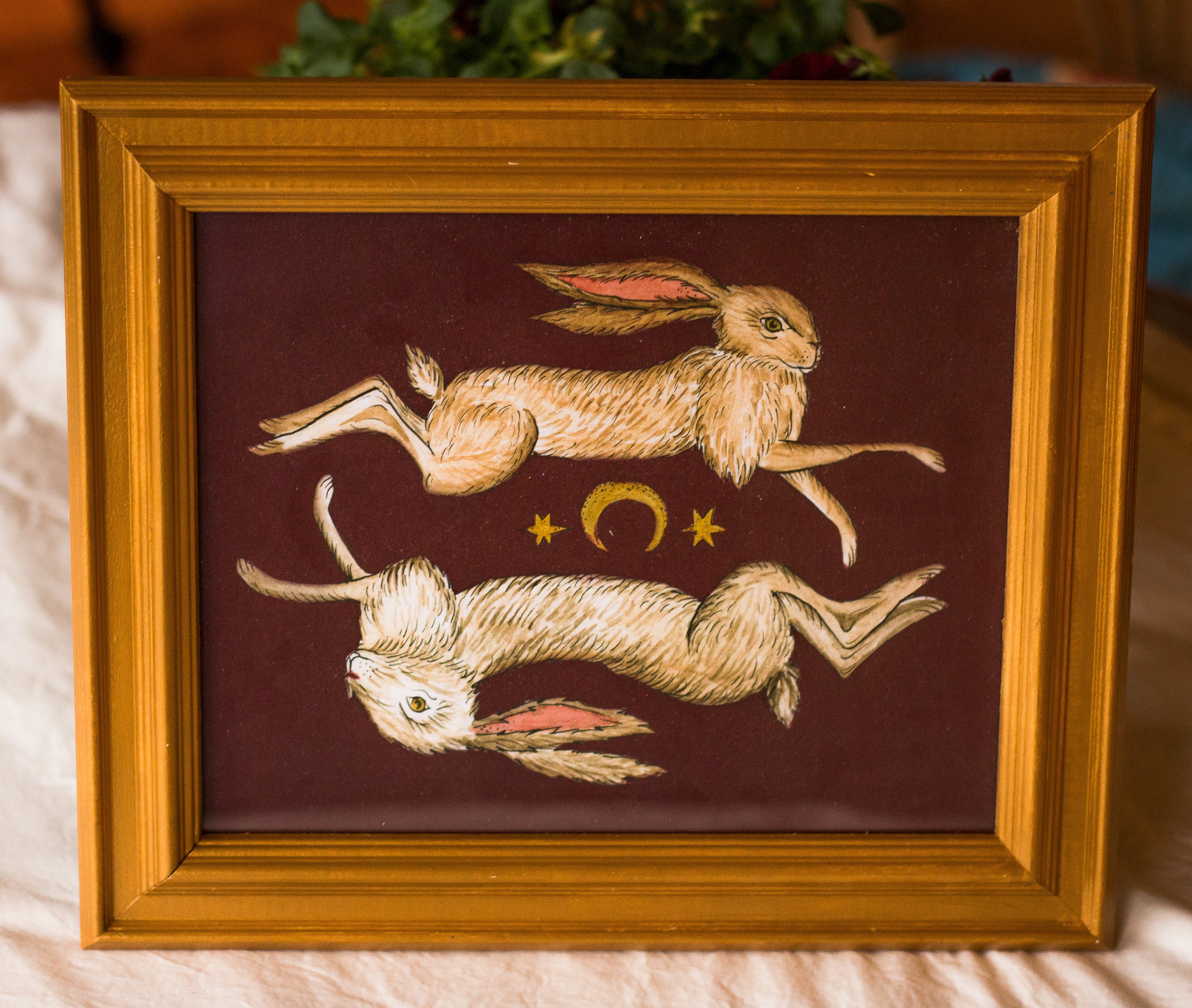 Gemini Hare Art Print Watercolor Rabbit or Bunny Painting | Etsy