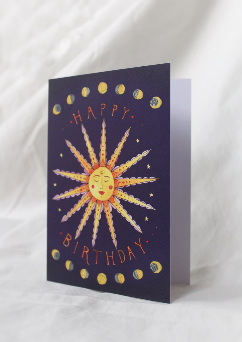 Happy Birthday Sun Greeting Card Watercolor Art Card | Etsy