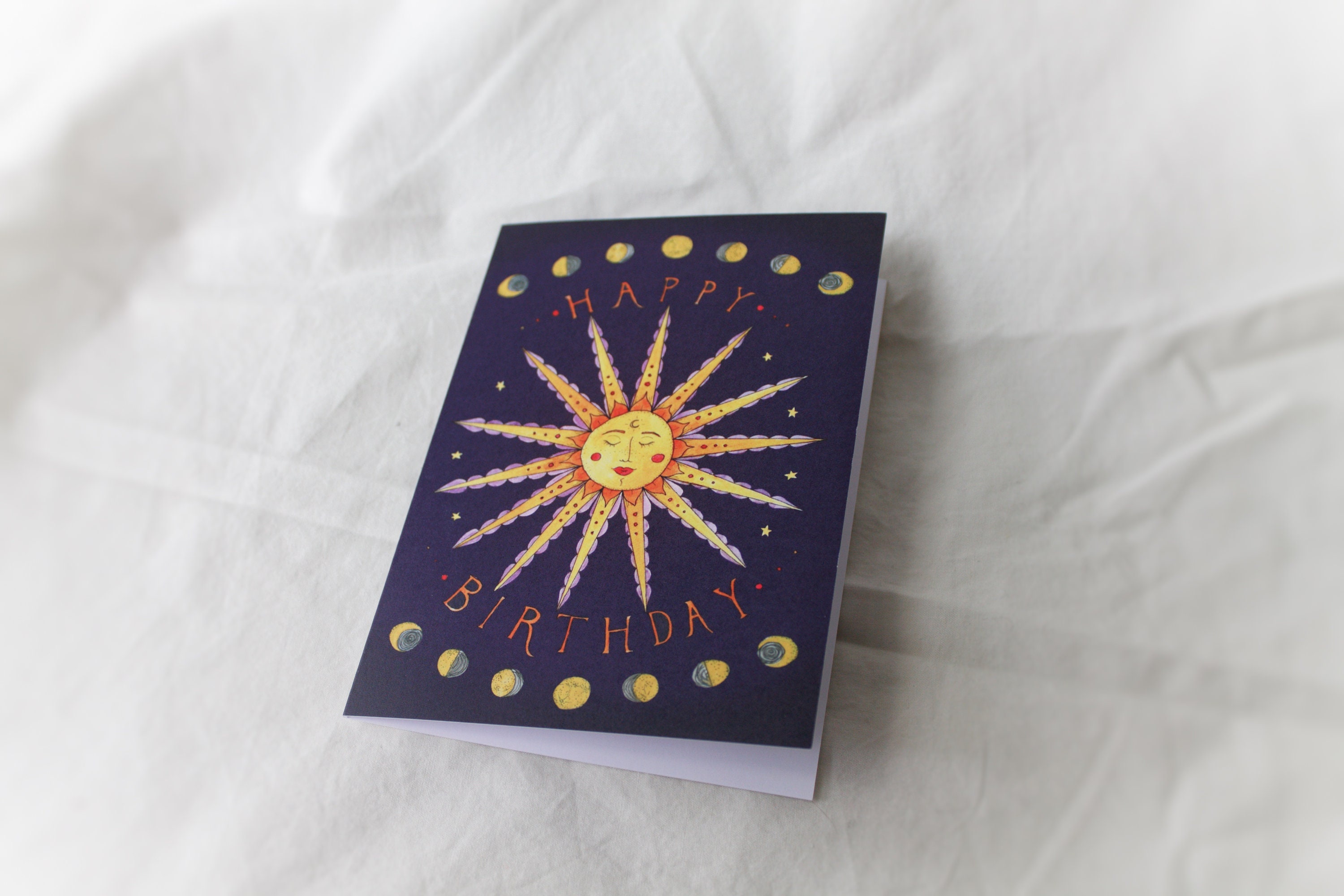 Happy Birthday Sun Greeting Card Watercolor Art Card | Etsy