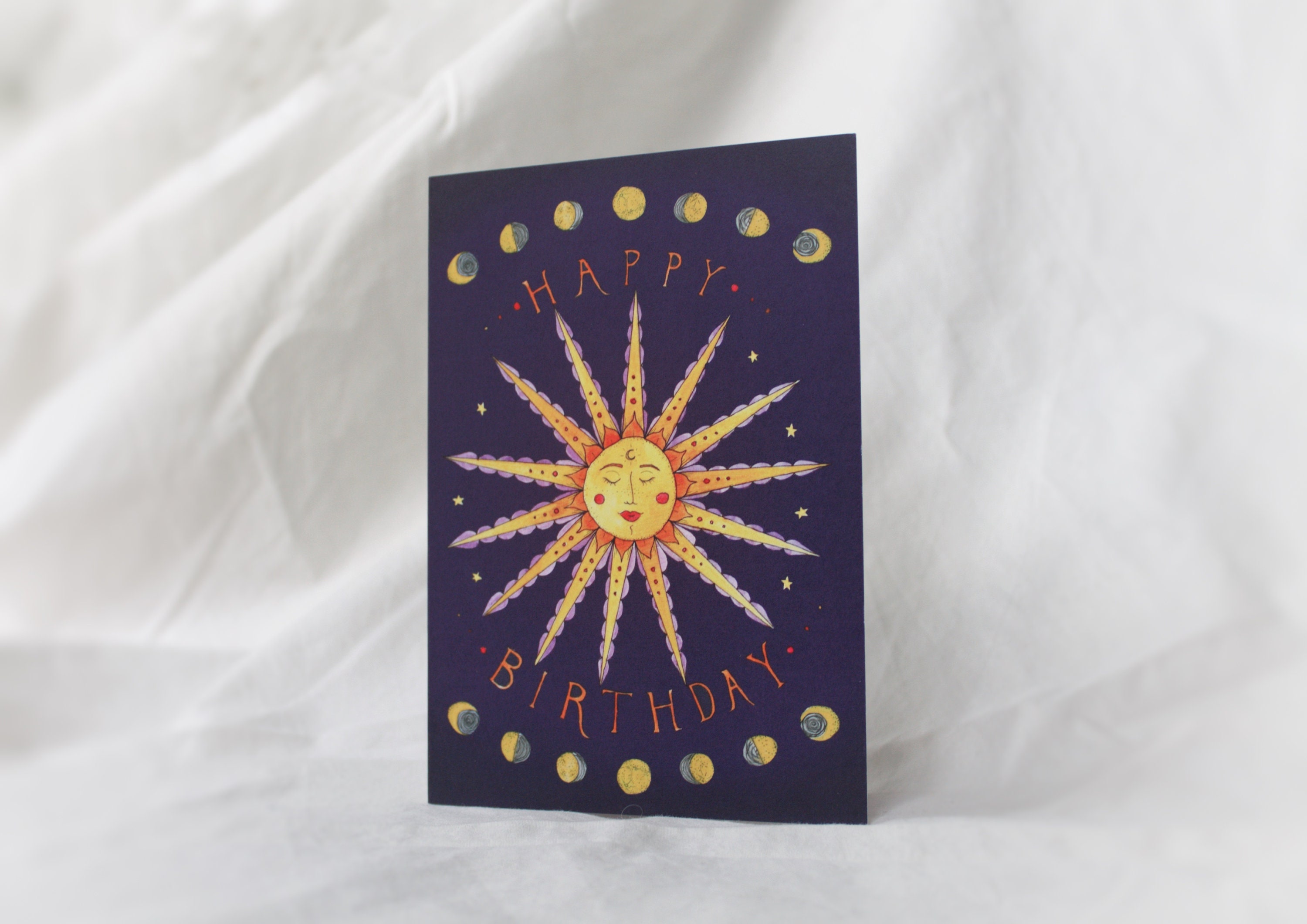 Happy Birthday Sun Greeting Card Watercolor Art Card | Etsy