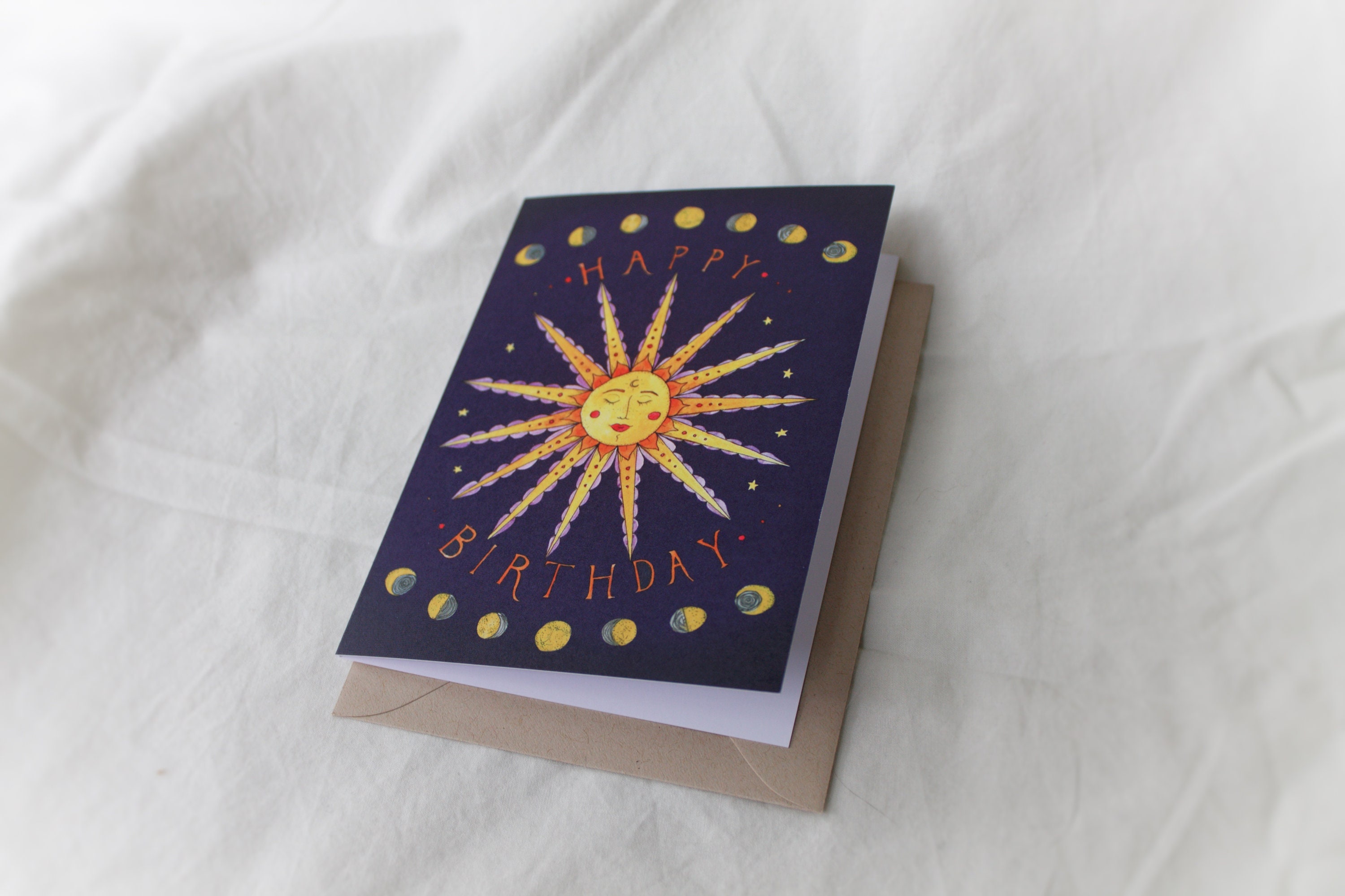 Happy Birthday Sun Greeting Card Watercolor Art Card | Etsy