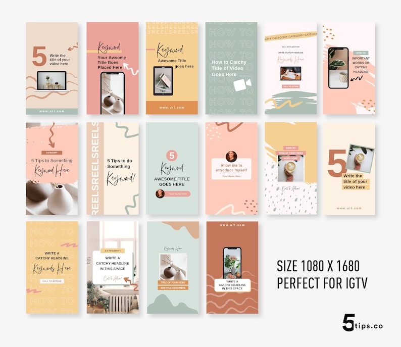 Instagram Templates Reels & IGTV Covers Kit Canva Templates - Etsy