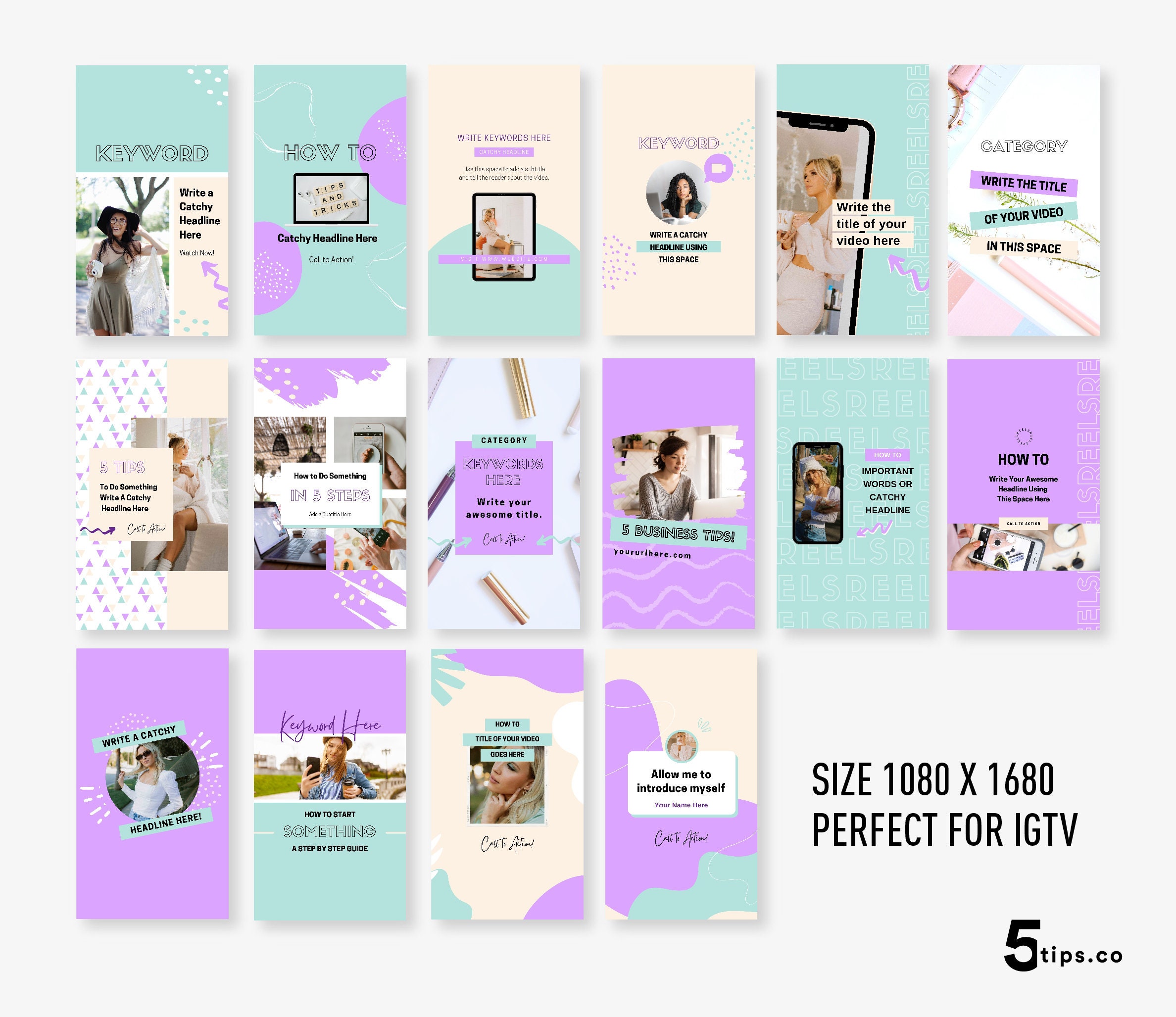 Instagram Templates Reels & IGTV Bright Covers Canva Video | Etsy
